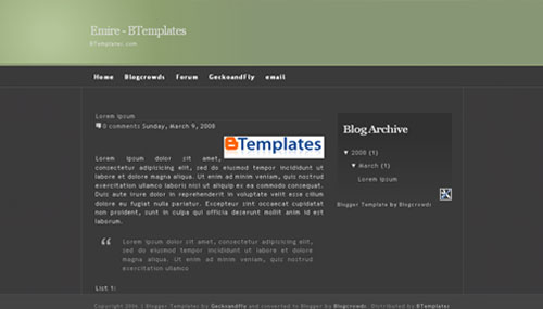 Emire Blogger template - BTemplates