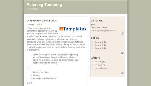 Patarang Tambung Blogger template - BTemplates