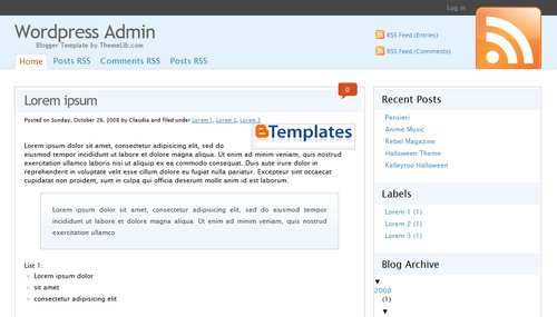 Wordpress Admin Blogger template - BTemplates