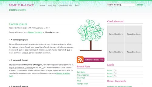 SB Curly Green Blogger template - BTemplates