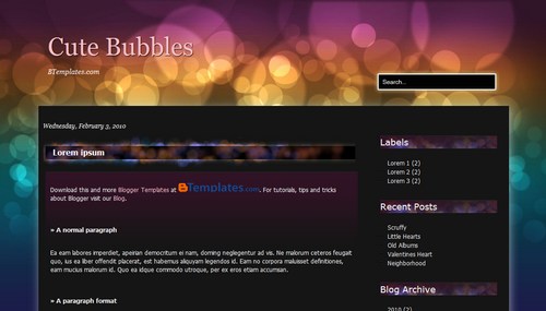 Cute Bubbles Blogger template - BTemplates
