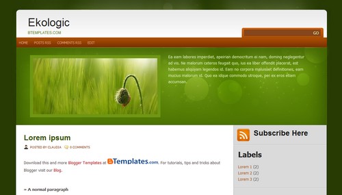 Ekologic Blogger template - BTemplates