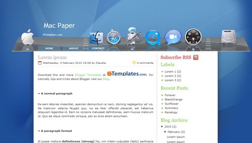 Mac Paper Blogger template - BTemplates