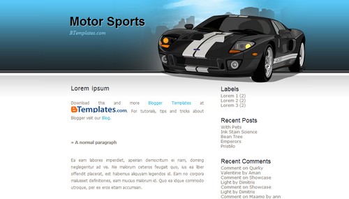 Motor Sports Blogger template - BTemplates