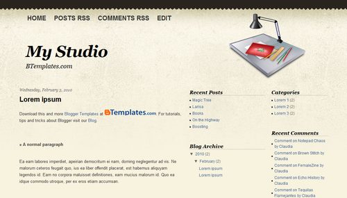 My Studio Blogger template - BTemplates