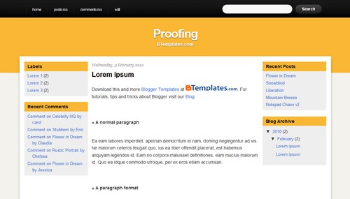 Proofing Blogger template - BTemplates