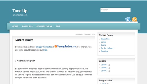 Tune Up Blogger template - BTemplates