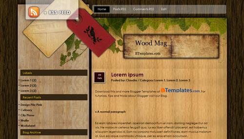 Wood Mag Blogger template - BTemplates