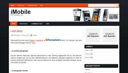 iMobile Blogger template - BTemplates