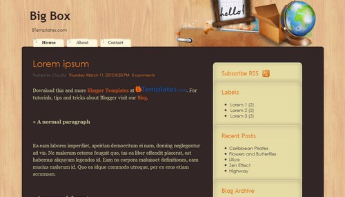 Big Box Blogger template - BTemplates