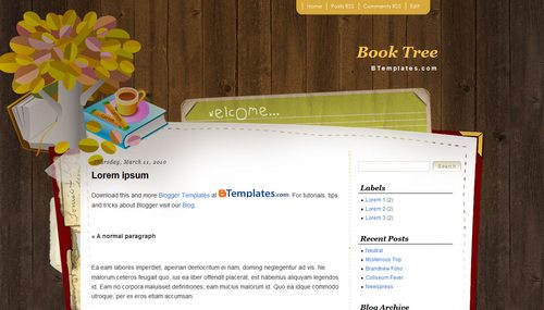 Book Tree Blogger template - BTemplates