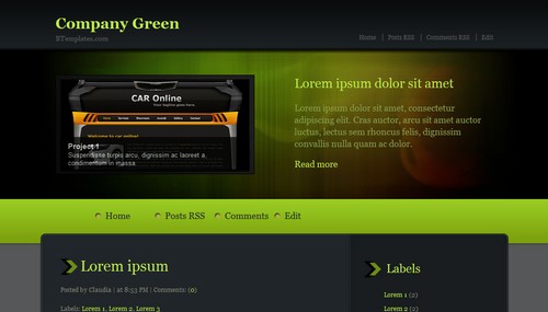 Company Green Blogger template - BTemplates