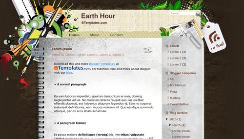 Earth Hour Blogger template - BTemplates
