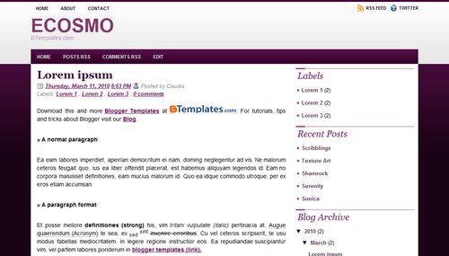 Ecosmo Blogger template - BTemplates