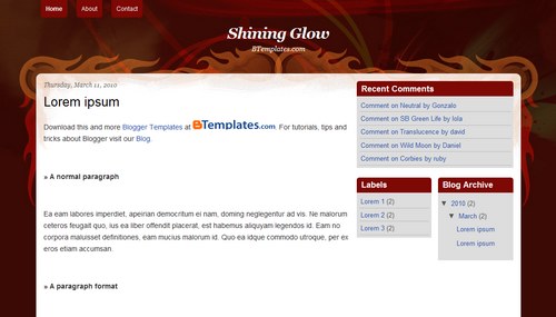 Shining Glow Blogger template - BTemplates
