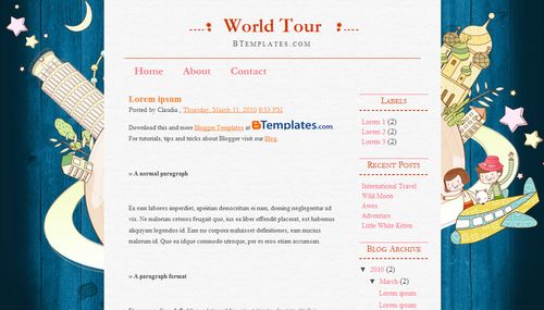 World Tour Blogger template - BTemplates
