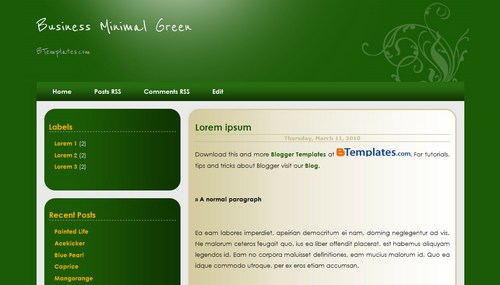 Business Minimal Green Blogger template - BTemplates