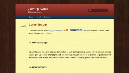 Luxury Notes Blogger template - BTemplates