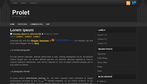 Prolet Blogger template - BTemplates
