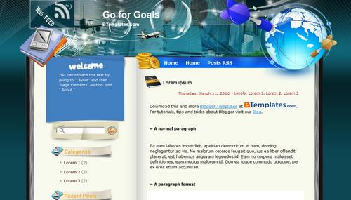 Go for Goals Blogger template - BTemplates