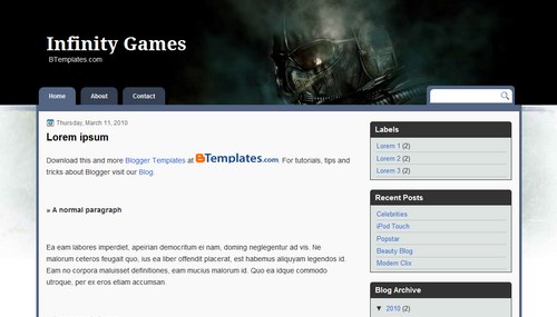 Infinity Games Blogger template - BTemplates