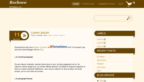 Rechoco Blogger template - BTemplates
