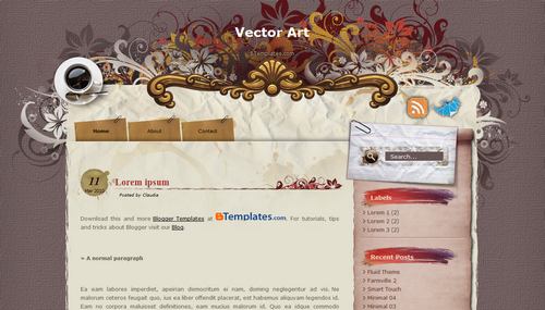 Vector Art Blogger template - BTemplates