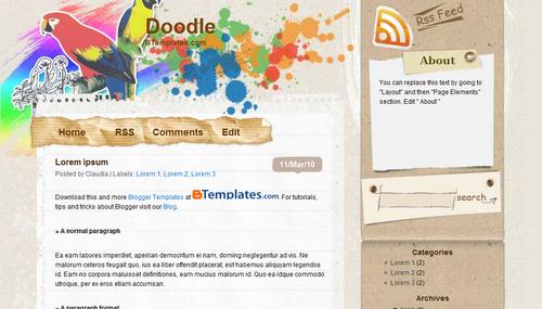 Doodle Blogger template - BTemplates