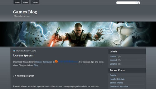 Games Blog Blogger template - BTemplates