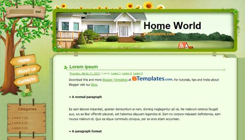 Home World Blogger template - BTemplates