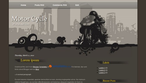 Motor Cycle Blogger template - BTemplates