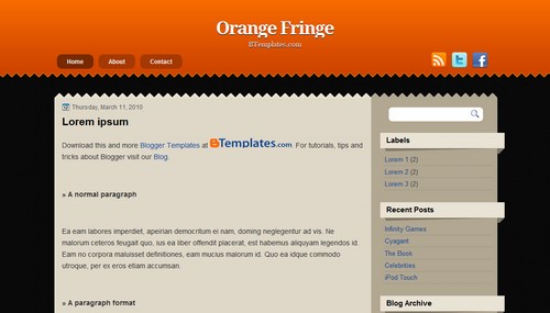 Orange Fringe Blogger template - BTemplates