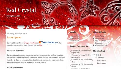 Red Crystal Blogger template - BTemplates