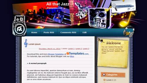 All that Jazz Blogger template - BTemplates