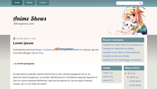 Anime Shows Blogger template - BTemplates