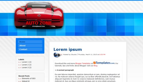 Auto Zone Blogger template - BTemplates
