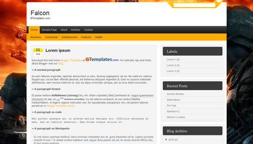 Falcon Blogger template - BTemplates