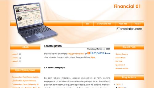 Financial 01 Blogger template - BTemplates