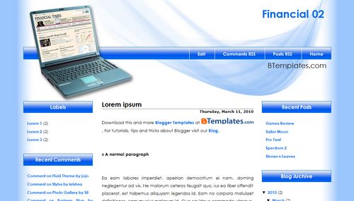 Financial 02 Blogger template - BTemplates