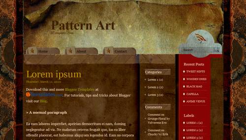 Pattern Art Blogger template - BTemplates