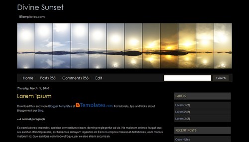 Divine Sunset Blogger template - BTemplates