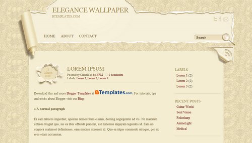Elegance Wallpaper Blogger template - BTemplates