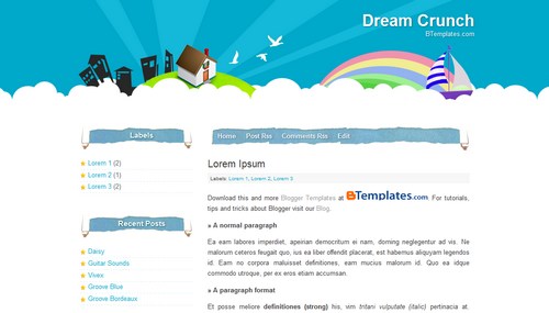 Dream Crunch Blogger template - BTemplates