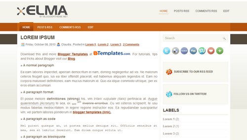 Elma Blogger template - BTemplates