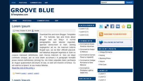 Groove Blue Blogger template - BTemplates
