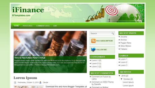 iFinance Blogger template - BTemplates