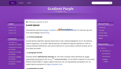 Gradient Purple Blogger template - BTemplates