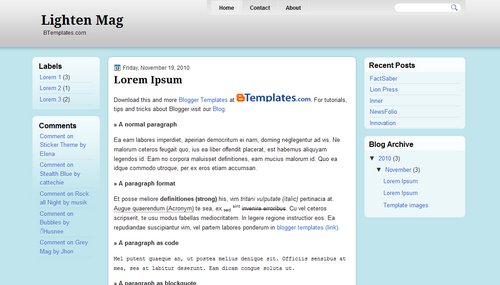 Lighten Mag Blogger template - BTemplates