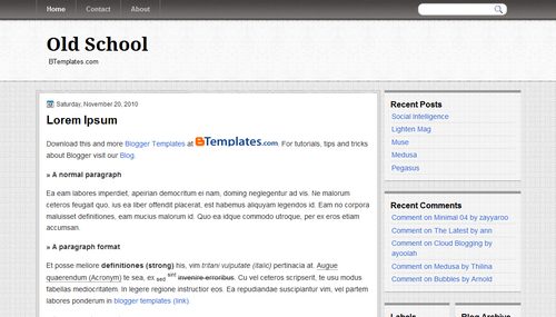 Old School Blogger template - BTemplates