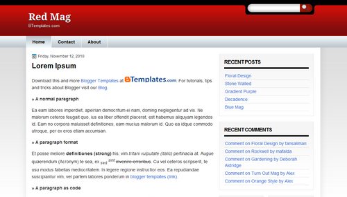Red Mag Blogger template - BTemplates